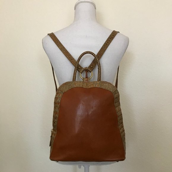 Brahmin | Bags | Brahmin Cognac Leather Backpack | Poshmark